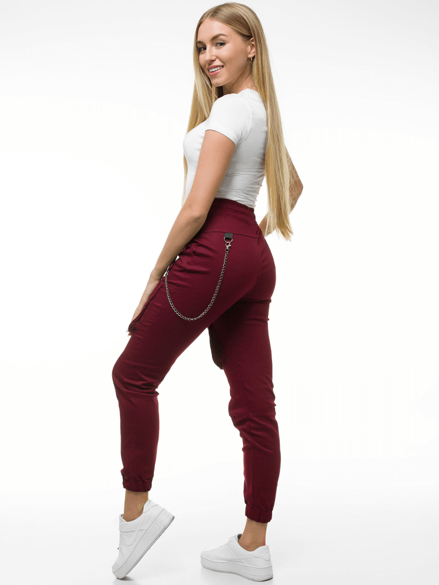 Pantalón jogger de mujer burdeos OZONEE O/8052 | OZONEE