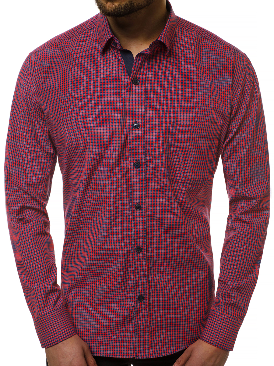 Camisa de hombre roja OZONEE B/K60 | OZONEE