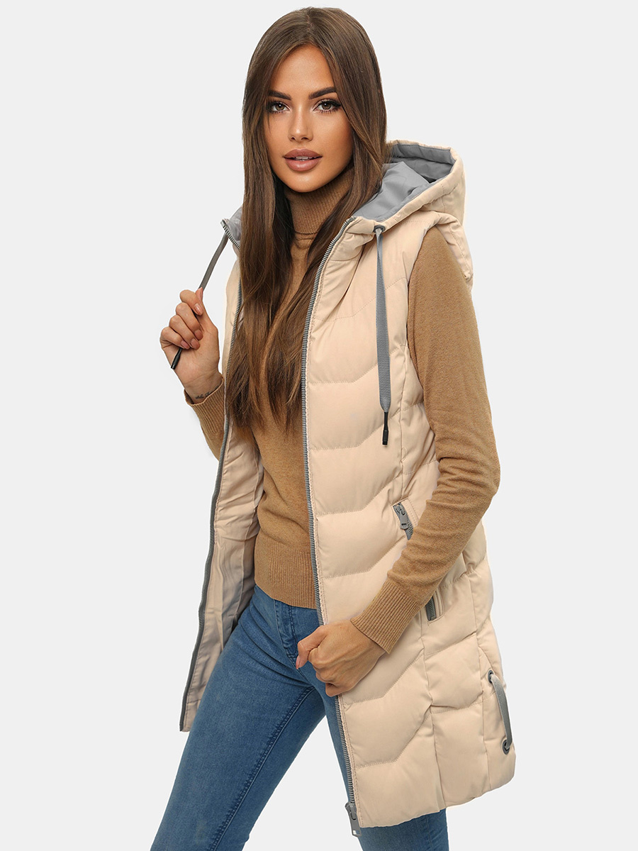Chaleco de mujer beige OZONEE N/7042 | OZONEE