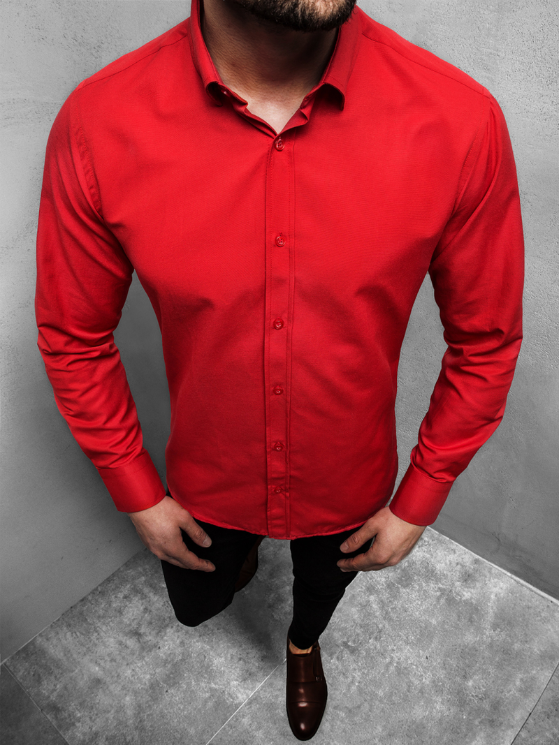 Camisa de hombre roja OZONEE EP/K08Z | OZONEE